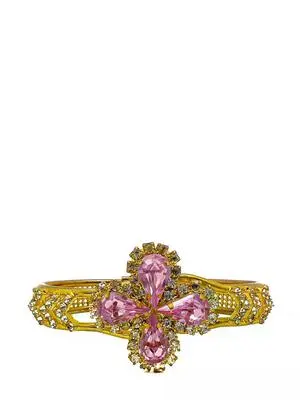 JENNIFER GIBSON JEWELLERY Vintage Victorian Inspired Teardrop Crystal Cuff - Pink