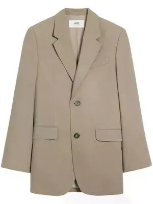 AMI Paris Single-breasted Virgin Wool Coat - Neutrals