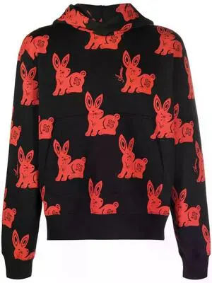 Amiri Rabbit-motif Cotton Hoodie - Black