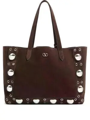 Valentino Garavani Nellcôte Suede Tote Bag With Stud Embellishments - Brown