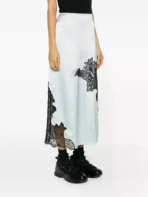 GANNI Satin Midi Skirt With Lace Appliqu