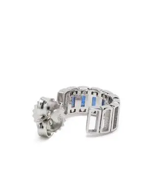 SUZANNE KALAN 18kt White Gold Baguette Sapphire Hoop Earrings