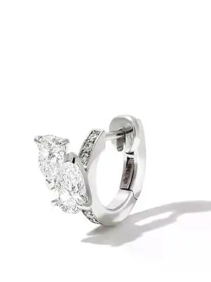REPOSSI 18kt White Gold Serti Diamond Huggie Earring - Silver