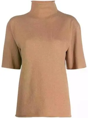 JIL SANDER Short-sleeved Roll-neck Knitted Top