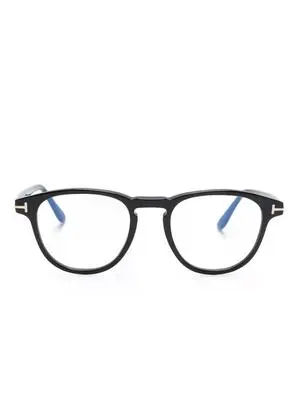 TOM FORD Logo-plaque Square-frame Glasses - Black