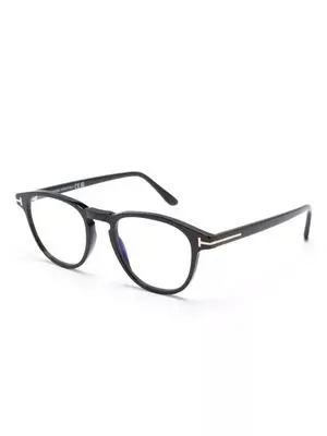 TOM FORD Logo-plaque Square-frame Glasses - Black