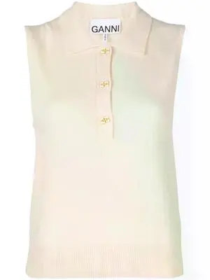 GANNI Logo-buttons Knitted Vest