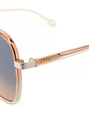 Chloé Franky Square Frame Sunglasses - Orange