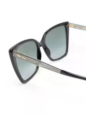 JIMMY CHOO Oversize Frame Glitter Sunglasses