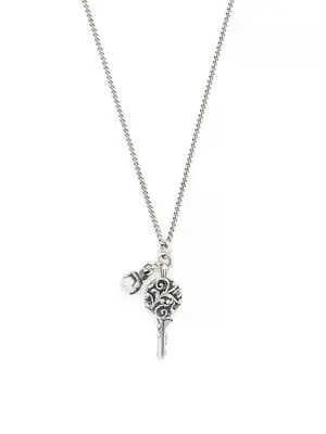 Emanuele Bicocchi Arabesque Key And Pearl-pendant Necklace - Silver