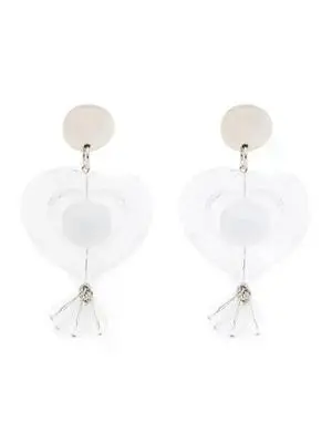 AMIR SLAMA Heart-motif Drop Earrings - Silver