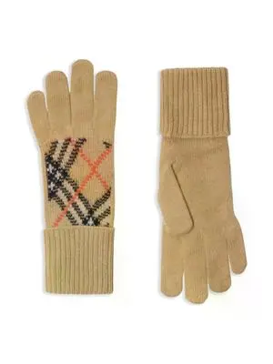 Burberry Intarsia Knit Nova Check Gloves