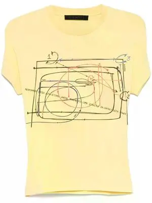ALAINPAUL Printed Elasticated-straps T-shirt - Yellow