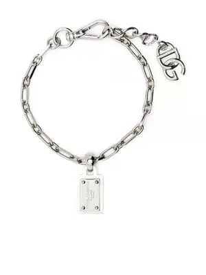 Dolce & Gabbana Logo-tag Chain-link Bracelet - Silver