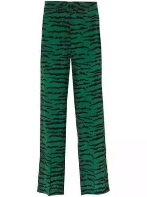 Victoria Beckham Tiger-print Straight-leg Trousers - Green