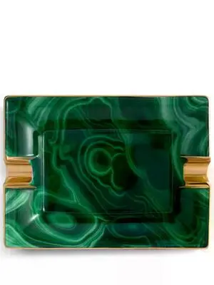 L'Objet Malachite Porcelain Ashtray - Green