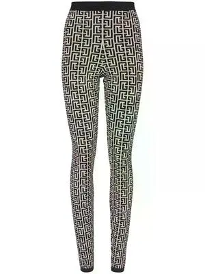 Balmain Monogram-print High-waisted Leggings