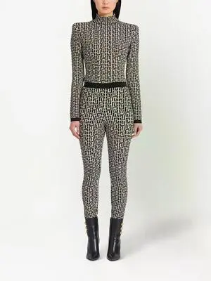 Balmain Monogram-print High-waisted Leggings