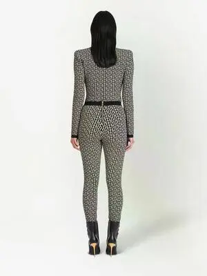 Balmain Monogram-print High-waisted Leggings