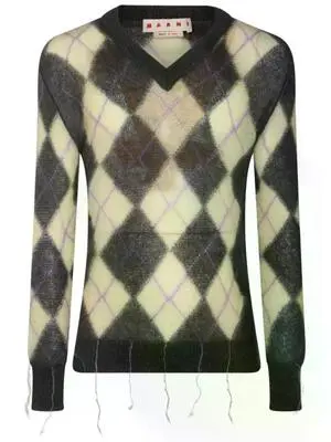 Marni Argyle V-neck Sweater - Brown