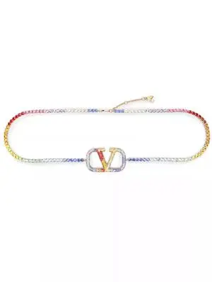 Valentino Garavani Vlogo Signature Crystal-embellished Belt - Blue