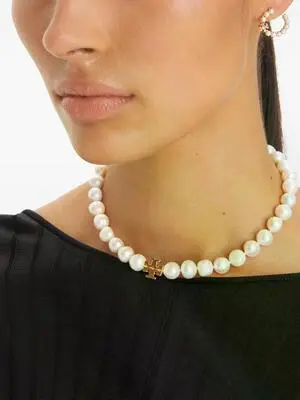 Tory Burch Kira Pearl Necklace With Double T Motif