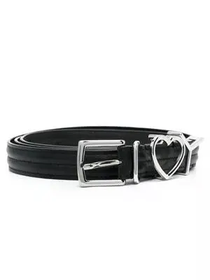 Y/project Heart Logo-plaque Leather Belt - Black