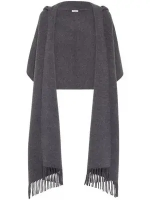 Brunello Cucinelli Fringe-trim Knitted Scarf - Grey