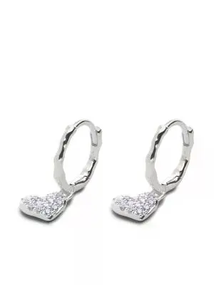 Monica Vinader Diamond Heart Drop Huggie Earrings - Silver