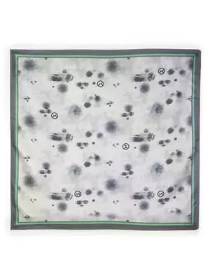 Giorgio Armani Logo-print Silk Foulard Scarf - Grey