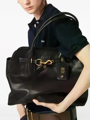 Miu Miu Medium Nappa Leather Tote - Black