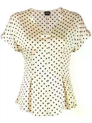Aspesi Polka-dot Flared Silk Blouse - Neutrals