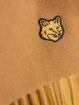 Maison Kitsuné Fox-patch Fringed Scarf