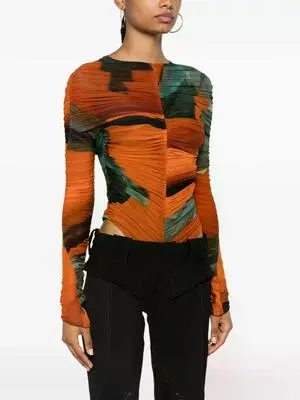 MUGLER Archive-print Mesh Bodysuit