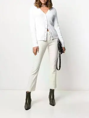 MOTHER Cream Puffs Flared Cropped Jeans
