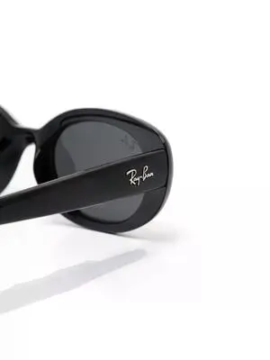 Ray-ban Sunglasses With Acetate Oval Frame And Blue Tinted Lenses - Black
