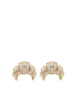 SYDNEY EVAN 14kt Yellow Small Croissant Diamond Stud Earrings - Gold