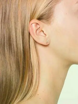 SYDNEY EVAN 14kt Yellow Small Croissant Diamond Stud Earrings