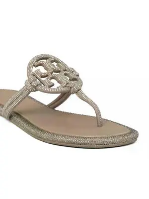 Tory Burch Miller Leather Slides - Neutrals