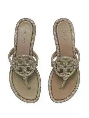 Tory Burch Miller Leather Slides - Neutrals