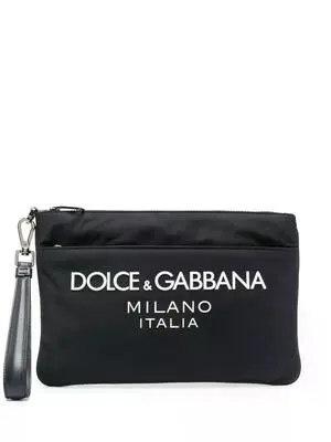 Dolce & Gabbana Logo-appliqué Clutch Bag - Blue