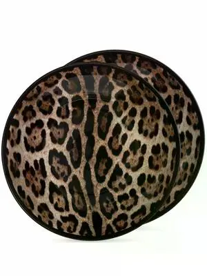 Dolce & Gabbana Leopard-print Porcelain Soup Plates - Brown