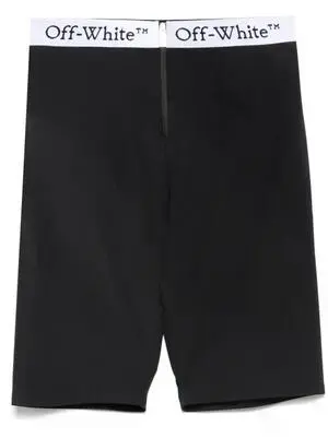 Off-White Logo-waistband Thigh-length Shorts - Black