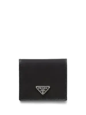 Prada Re-nylon Enamel-triangle Logo Wallet - Black