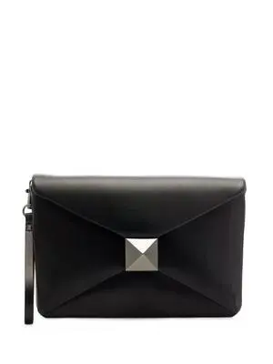 Valentino Garavani Roman Stud Leather Clutch - Black