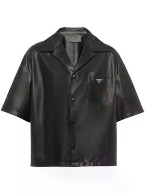 Prada Nappa-leather Bowling Shirt - Black