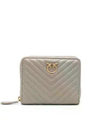 Pinko Chevron-quilted Leather Wallet - Neutrals