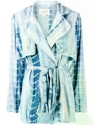 BAMBAH Tie-dye Trench-style Blouse - Blue