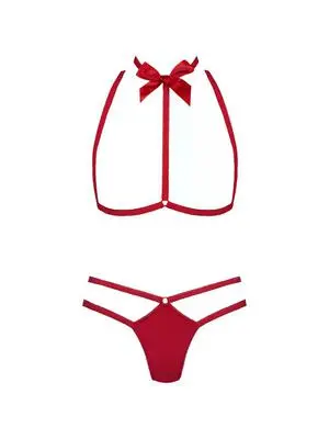 MAISON CLOSE Le Petit Secret Harness Thong Set - Red