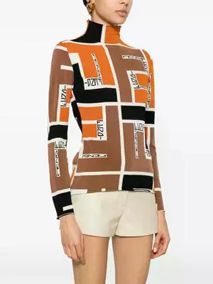 Fendi Logo-jacquard Mock-neck Blouse